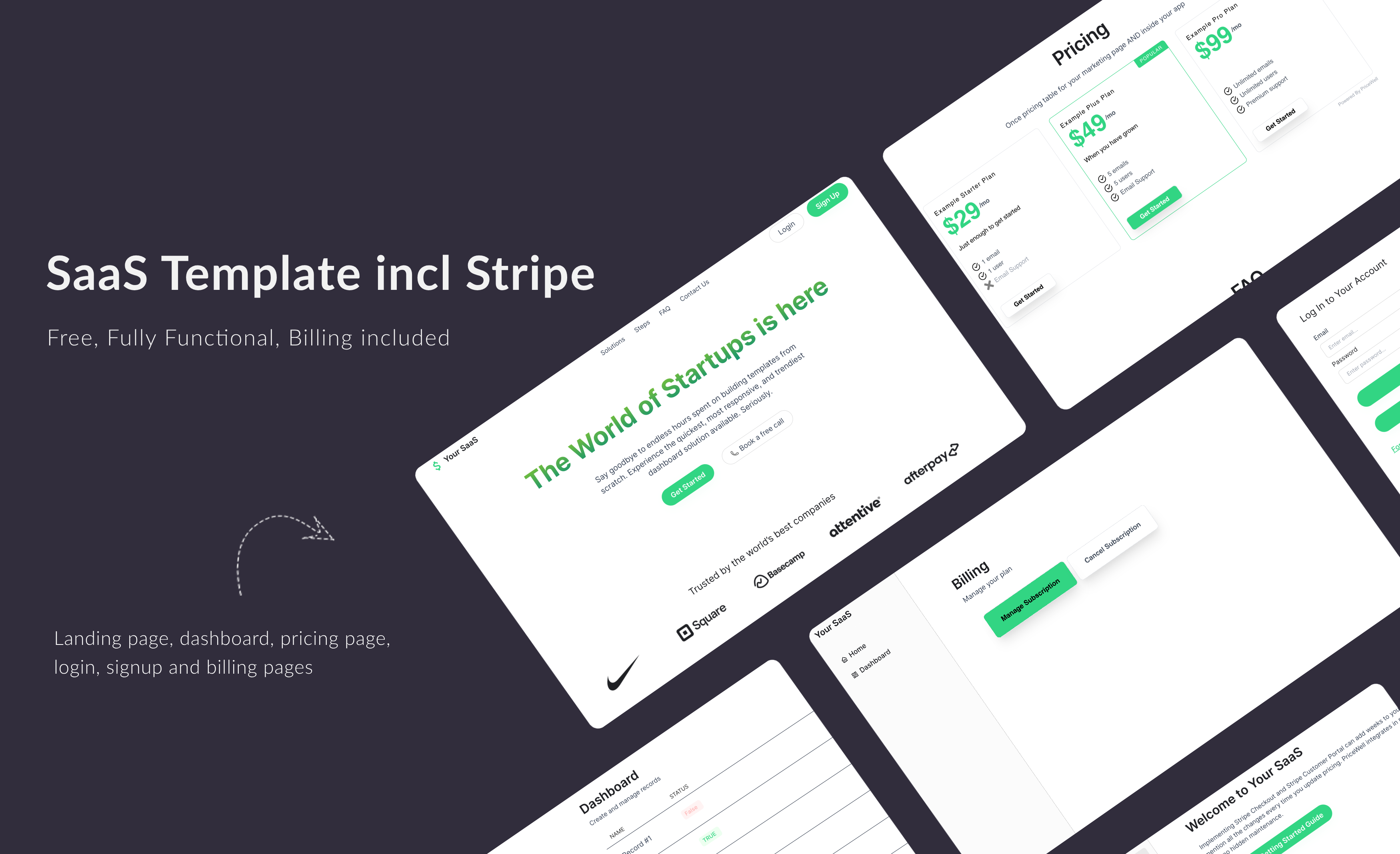 Saas Stripe Billing Included Template | Bubble